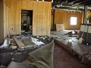 Photograph of the inside of a building under construction showing ...