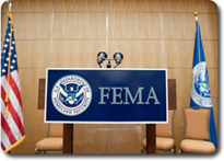 Image of podium with FEMA and DHS Seal