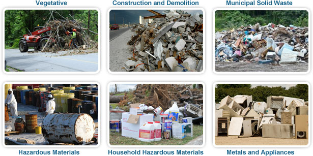 Images of debris in the following categories: Vegetative, Construction ...
