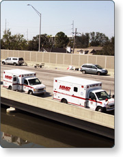 Emergency vehicles on a highway
