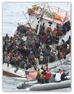 Large number of individuals being smuggled on ship